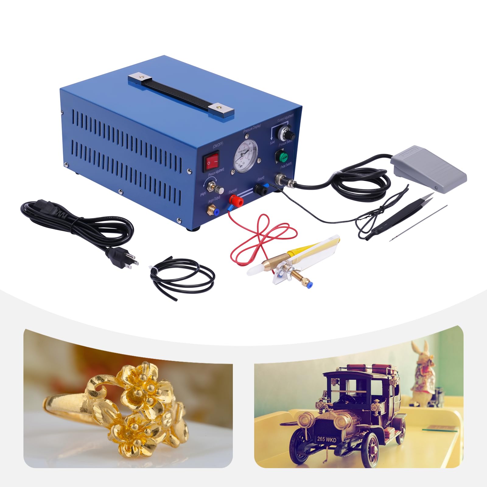 TBVECHI Spot Welding Machine for Jewelry, 800W 110V Gold Silver Adjustable Argon Pulse Spot Welder Equipment 0.5-80A