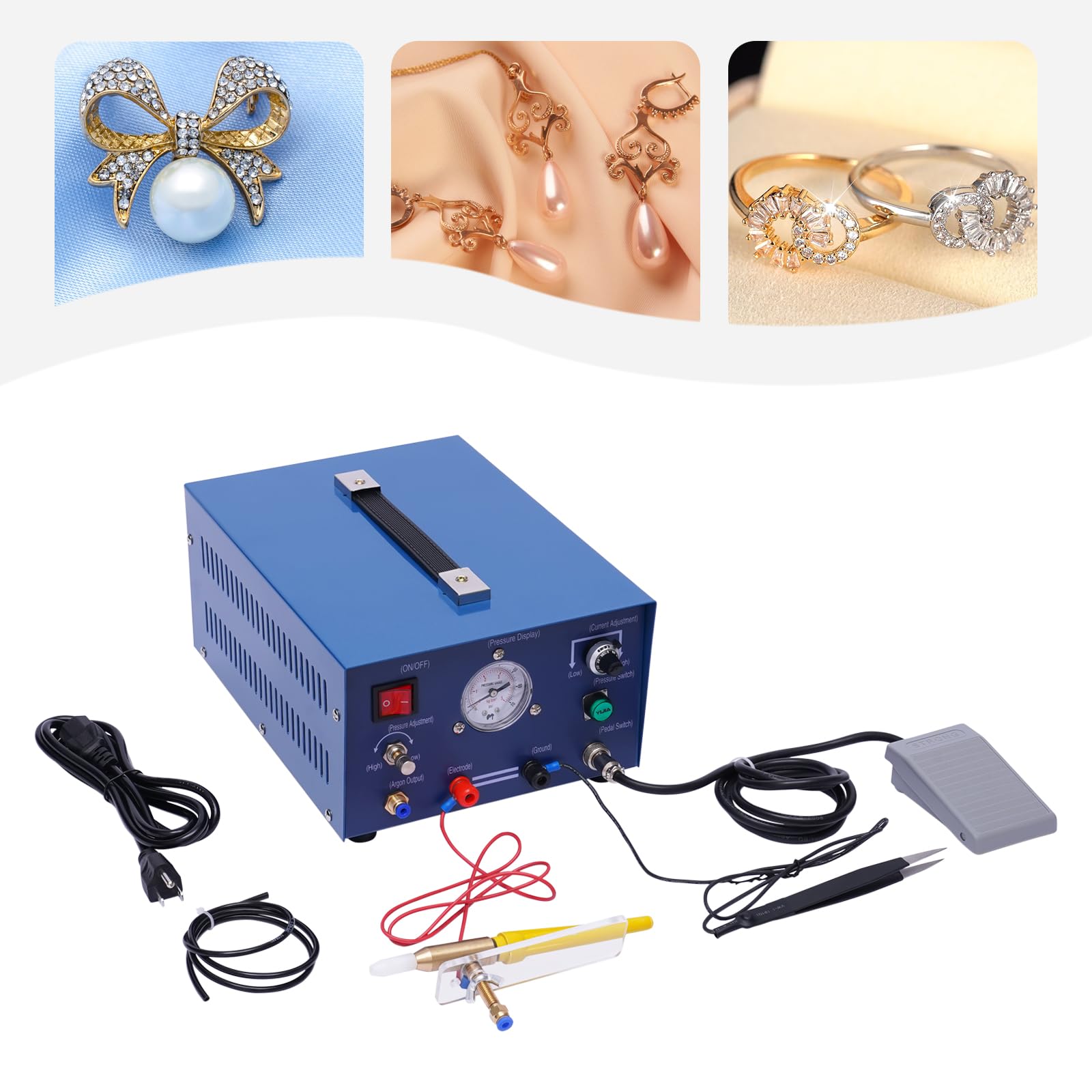 TBVECHI Spot Welding Machine for Jewelry, 800W 110V Gold Silver Adjustable Argon Pulse Spot Welder Equipment 0.5-80A