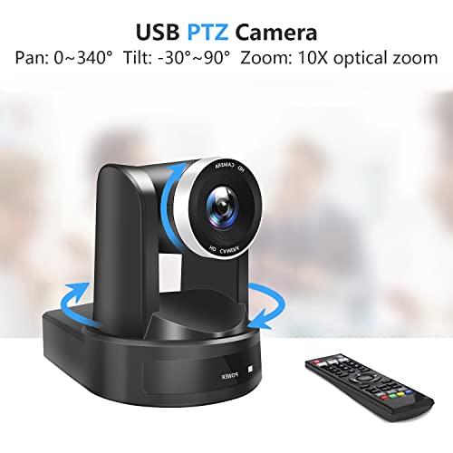 iTOPVIS PTZ Conference Room Camera – 10X Optical Zoom Full HD 1080P USB Conference Webcam for IP Live Streaming, Broadcast Conferences and Education Events (V210U2)