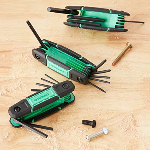 Amazon Brand - Denali 25-Key Folding Hex Key Set, SAE (5/64"-1/4"), Metric (1.5MM-8MM), and Star Allen Wrenches (T9-T40)