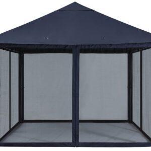 COOSHADE 10x10 Gazebos for Patios Outdoor Gazebo Canopy with Mosquito Netting(Navy Blue)