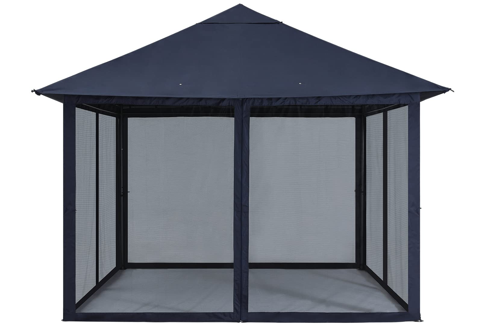 COOSHADE 10x10 Gazebos for Patios Outdoor Gazebo Canopy with Mosquito Netting(Navy Blue)