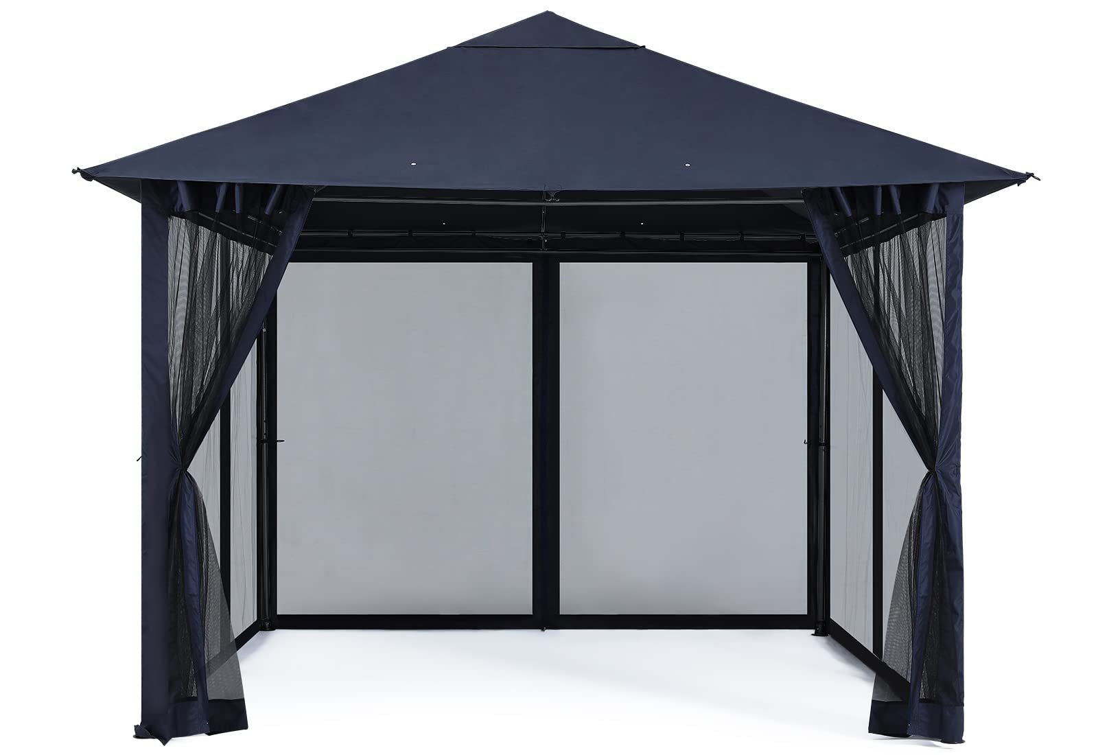 COOSHADE 10x10 Gazebos for Patios Outdoor Gazebo Canopy with Mosquito Netting(Navy Blue)