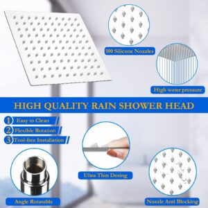 High Pressure Rainfall Shower Head, Rain Head with Height/Angle Adjustable Extension Arm and Handheld Combo, Koeka Flow Stainless Steel Powerful Spray Long Hose