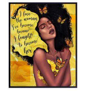 african american wall art & decor - afrocentric wall art - black art - inspirational wall art sayings - positive quotes wall decor- encouragement gifts for women girls teens - motivational posters