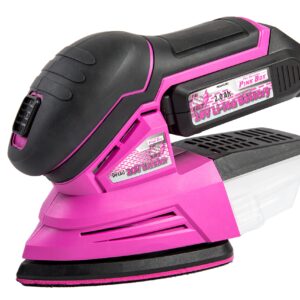 The Original Pink Box 20-Volt Li-ion Brushless Cordless Detail Sander with 2Ah Battery, Pink