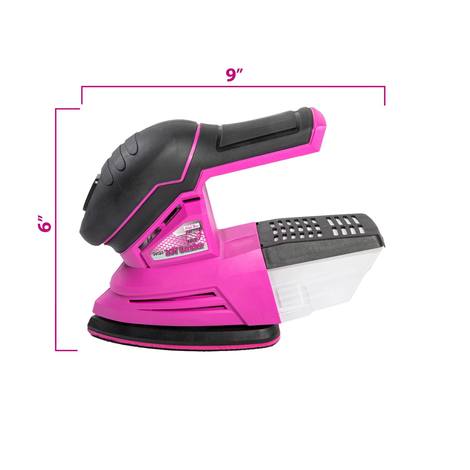 The Original Pink Box 20-Volt Li-ion Brushless Cordless Detail Sander with 2Ah Battery, Pink