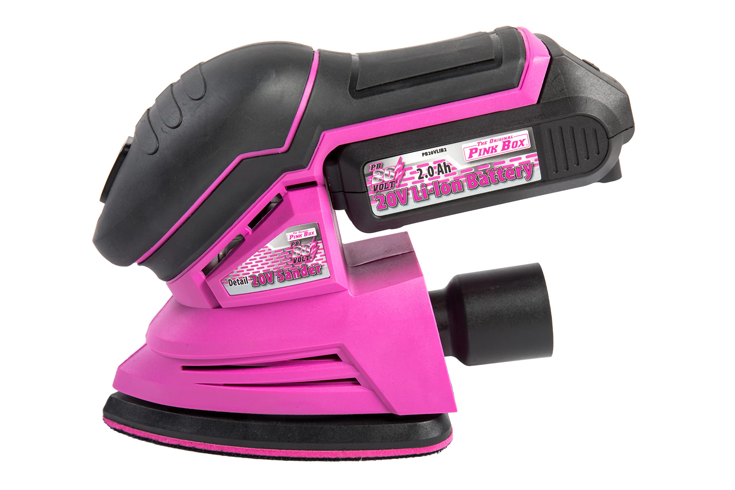 The Original Pink Box 20-Volt Li-ion Brushless Cordless Detail Sander with 2Ah Battery, Pink