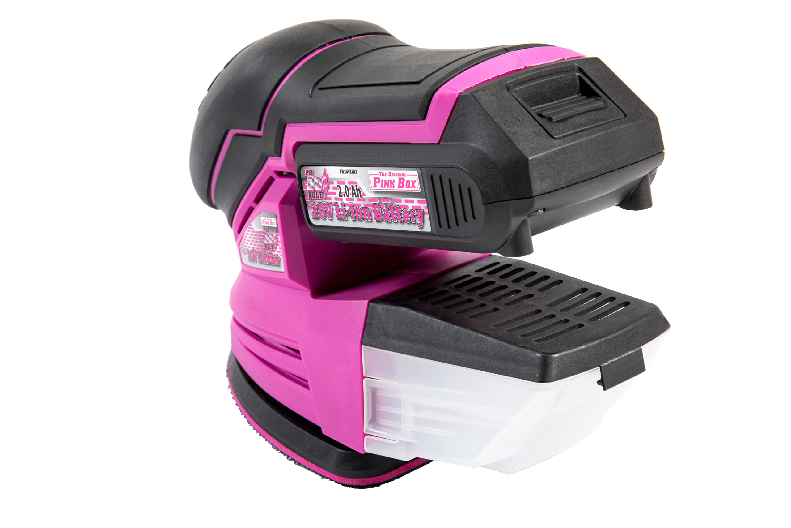 The Original Pink Box 20-Volt Li-ion Brushless Cordless Detail Sander with 2Ah Battery, Pink