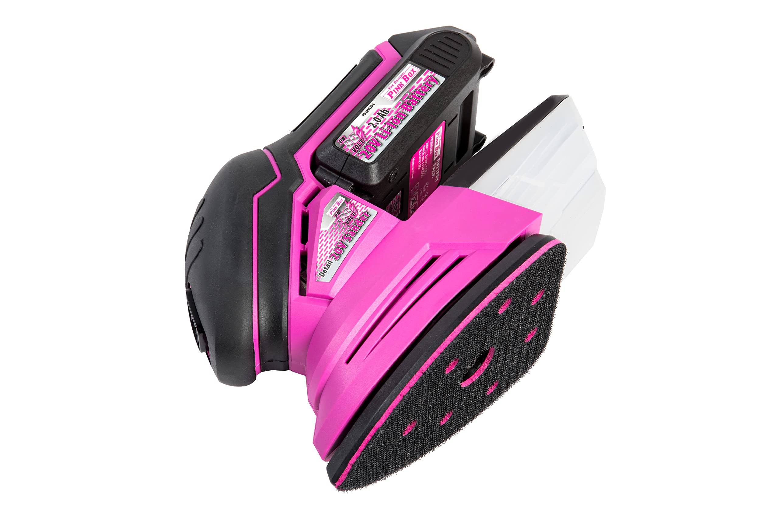 The Original Pink Box 20-Volt Li-ion Brushless Cordless Detail Sander with 2Ah Battery, Pink