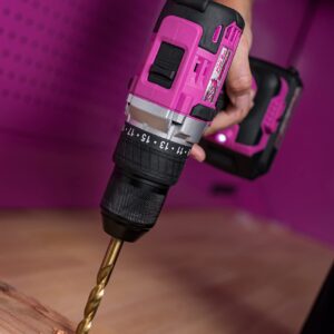 The Original Pink Box 20-Volt Lithium-Ion 1⁄2-Inch Keyless Chuck Brushless Cordless Drill With 2Ah Battery, Pink