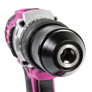 The Original Pink Box 20-Volt Lithium-Ion 1⁄2-Inch Keyless Chuck Brushless Cordless Drill With 2Ah Battery, Pink