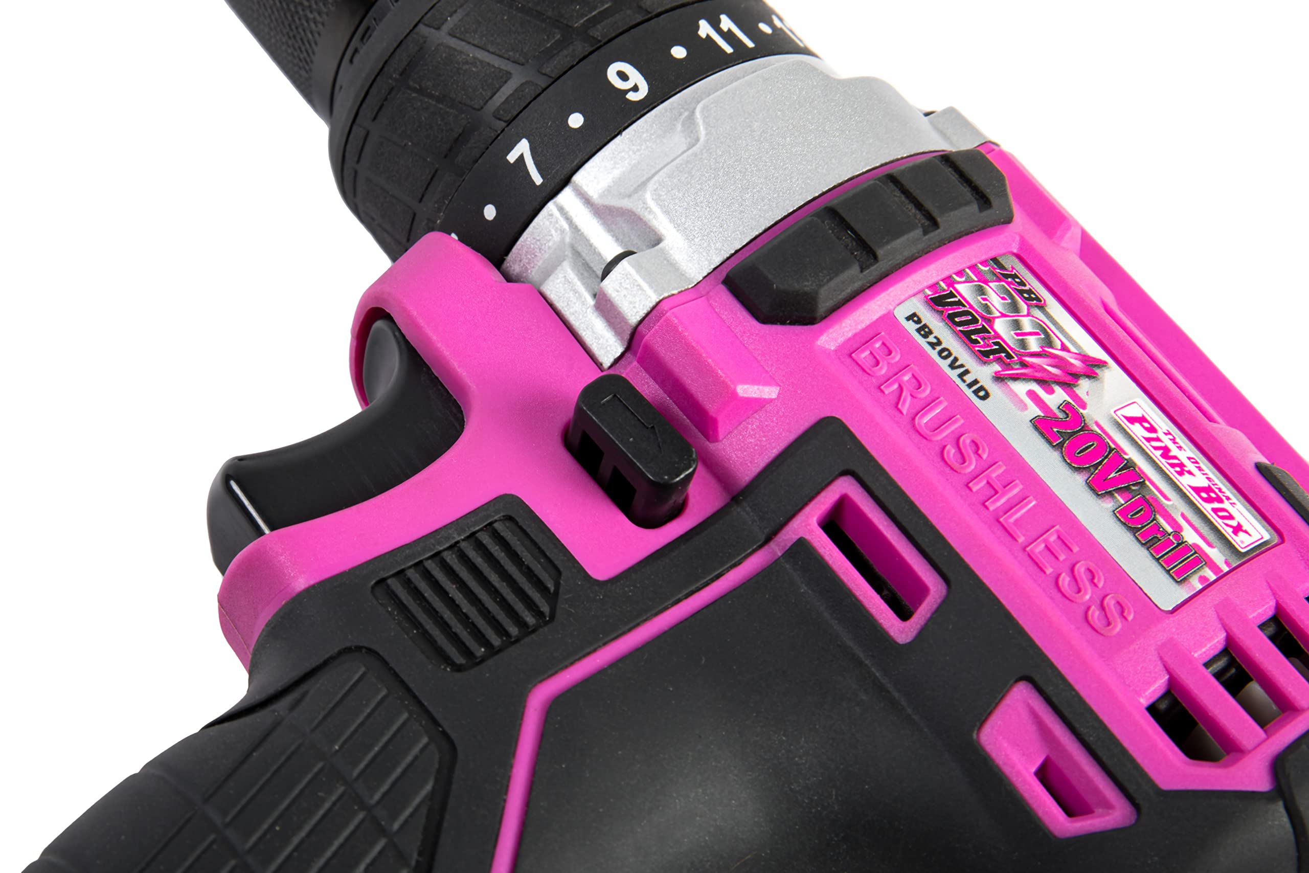 The Original Pink Box 20-Volt Lithium-Ion 1⁄2-Inch Keyless Chuck Brushless Cordless Drill With 2Ah Battery, Pink