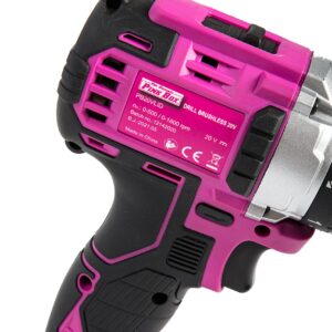 The Original Pink Box 20-Volt Lithium-Ion 1⁄2-Inch Keyless Chuck Brushless Cordless Drill With 2Ah Battery, Pink