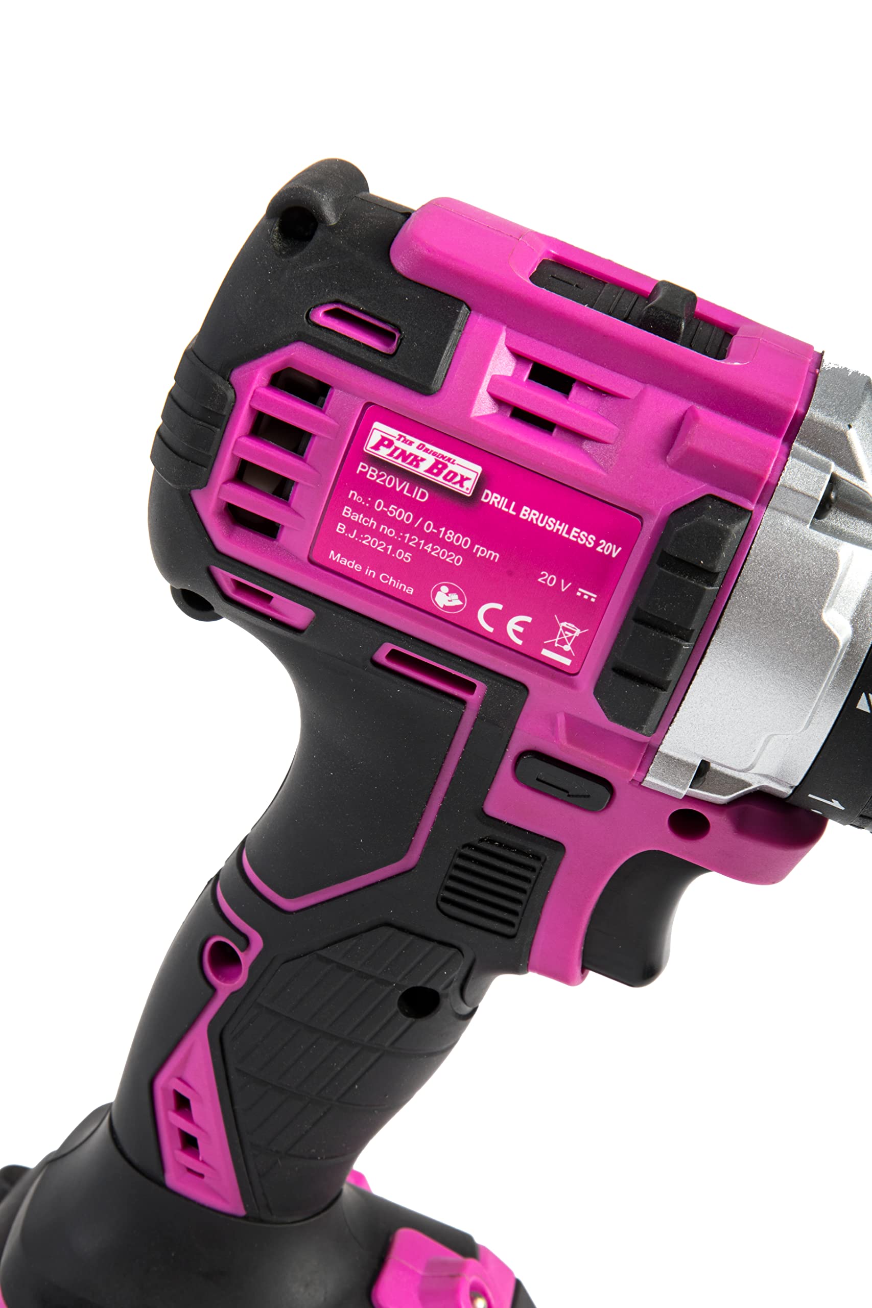 The Original Pink Box 20-Volt Lithium-Ion 1⁄2-Inch Keyless Chuck Brushless Cordless Drill With 2Ah Battery, Pink