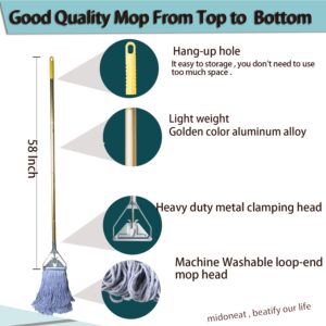 Midoneat Loop-end String Wet Mop ,Heavy Duty Cotton Mop,Commercial Industrial Grade Mop for Floor Cleaning