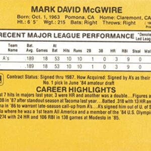 1987 Donruss #46 Mark McGwire Baseball Card - Rated Rookie