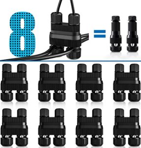 sunvie low voltage wire connector fastlock2 landscape lighting wire connectors waterproof low voltage connector 12-18 gauge landscape wire connector for landscape light pathway lights, 8 pack