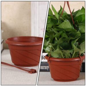 YARDWE Hanging Planter Balcony Orchid Pot: 10pcs Indoor Flower Basket Hanger Brown Succulent Pot Garden Flower Bonsai Container