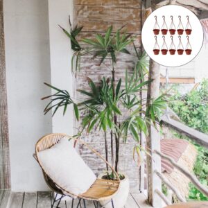 YARDWE Hanging Planter Balcony Orchid Pot: 10pcs Indoor Flower Basket Hanger Brown Succulent Pot Garden Flower Bonsai Container