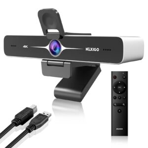 nexigo zoom certified, n970p 4k webcam, onboard flash memory, al-powered auto-framing, adjutable field of view, sony sensor, dual ai noise-cancelling mics, works with teams/zoom/webex/google