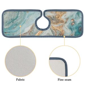 Kitchen Faucet Absorbent Mat 2 Pieces Abstract Golden Turquoise Marble Texture Faucet Sink Splash Guard Bathroom Counter and RV,Faucet Counter Sink Water Stains Preventer