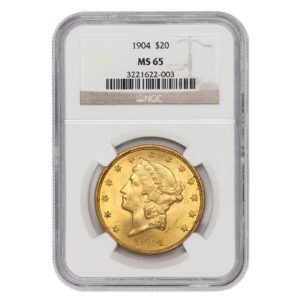 1904 american gold liberty double eagle ms-65 by mint state gold $20 ms65 ngc