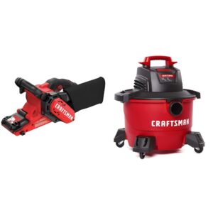 craftsman 3" x 21" belt sander with 6 gallon 3.5 peak hp wet/dry vac, portable shop vacuum (cmew213am & cmxevbe17584)