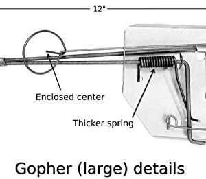 Gopher Trap (Pack of 2) LASSO TRAP Galvanized & Oil Hardened Steel//Super Cost-Effective, Reusable, & Durable Animal Trap Best in The Lawn, Yard, Garden, Farm, & All Outdoor Settings w/Manual