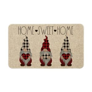 Artoid Mode Home Sweet Home Gnomes Decorative Doormat, Seasonal Holiday Valentine's Day Anniversary Wedding Low-Profile Yard Floor Switch Mat for Indoor Outdoor 17 x 29 Inch