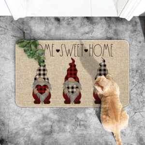 Artoid Mode Home Sweet Home Gnomes Decorative Doormat, Seasonal Holiday Valentine's Day Anniversary Wedding Low-Profile Yard Floor Switch Mat for Indoor Outdoor 17 x 29 Inch