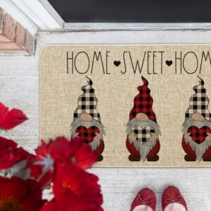 Artoid Mode Home Sweet Home Gnomes Decorative Doormat, Seasonal Holiday Valentine's Day Anniversary Wedding Low-Profile Yard Floor Switch Mat for Indoor Outdoor 17 x 29 Inch