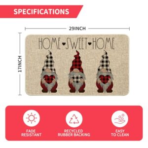 Artoid Mode Home Sweet Home Gnomes Decorative Doormat, Seasonal Holiday Valentine's Day Anniversary Wedding Low-Profile Yard Floor Switch Mat for Indoor Outdoor 17 x 29 Inch