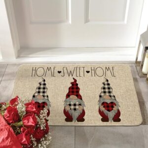 Artoid Mode Home Sweet Home Gnomes Decorative Doormat, Seasonal Holiday Valentine's Day Anniversary Wedding Low-Profile Yard Floor Switch Mat for Indoor Outdoor 17 x 29 Inch