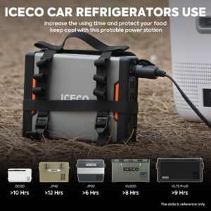 ICECO 69600mAh Portable Power Station, 250Wh Outdoor Mobile Backup Lithium Battery, 2 DC/4 USB Ports & Battery Level Display for Trip, Camping, Hunting Emergency (Only Suitable GO20 Series)