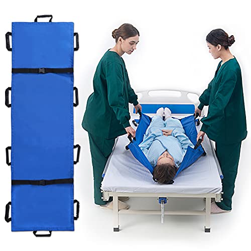 YEARSTAR Folding 71”x30” Portable Transport Stretcher with 10 Rubber Handles, Carrying Bag Patient Animal Mover Travel Size Emergency Rescue Casualty Evacuation-Capacity 625 lbs Blue