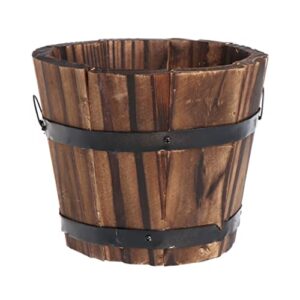 retro round wooden flower pots barrel home garden office balcony bonsai desktop outdoor decoration planter