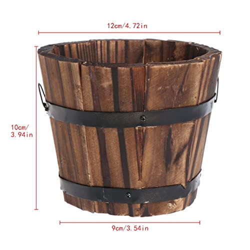 Retro Round Wooden Flower Pots Barrel Home Garden Office Balcony Bonsai Desktop Outdoor Decoration Planter