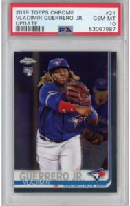 graded 2019 topps chrome update vladimir vlad guerrero jr. #21 throwing rookie rc baseball card psa 10 gem mint