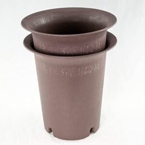 2 round cascade plastic bonsai, succulent & orchid planter 5.25"x 5.25"x 5.75" - tan