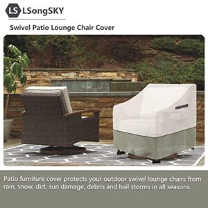 LSongSKY Outdoor Swivel Lounge Chair Cover,100% Waterproof Heavy Duty Outdoor Chair Covers,(33 L x 37 W x 38.5 H inches) Patio Furniture Cover for Swivel Patio Lounge Chair,White&Grayish Green