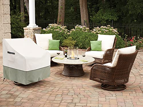 LSongSKY Outdoor Swivel Lounge Chair Cover,100% Waterproof Heavy Duty Outdoor Chair Covers,(33 L x 37 W x 38.5 H inches) Patio Furniture Cover for Swivel Patio Lounge Chair,White&Grayish Green