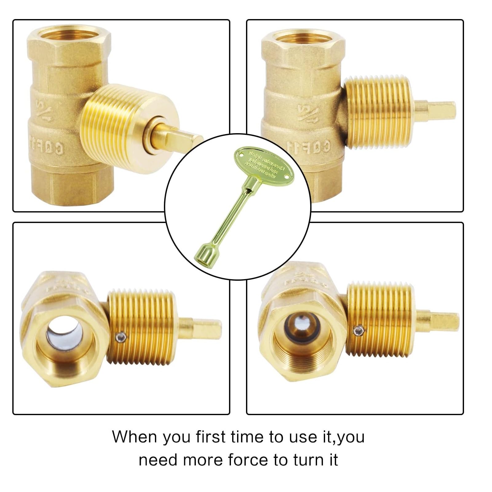 MCAMPAS Replacement Parts Gas Valve Key for Gas Fire Pits and Fireplaces, Polished Brass Replacement Gas Key Fits 1/4" Turn Ball Valve 3” Long of 2 Pack