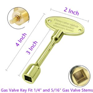 MCAMPAS Replacement Parts Gas Valve Key for Gas Fire Pits and Fireplaces, Polished Brass Replacement Gas Key Fits 1/4" Turn Ball Valve 3” Long of 2 Pack