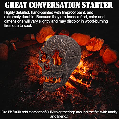 2pc Fire Pit Skull Ceramic Fireproof Rock Decor. for Campfire, Bonfire, Fireplace, Fire Pit, Halloween Decorations for Gas, Propane Or Wood Fires . Fireplace Ghost Decoration