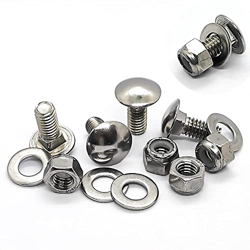 4pcs 710-0451 712-04063 736-0242 Stainless Steel Skid Shoe Bolts Carriage Bolts Nuts and Washers Kit Replacement MTD Snow Blower 784-5580 (5/16-18) 3/4"