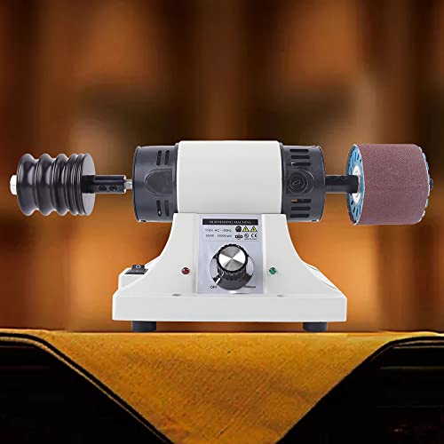 Futchoy 110V Electric Leather Edge Burnishing Machine, Leather Polishing Grinder Kit Sanding Tool with Adjustable Rosewood Grinding Head Speed 0-8000RPM