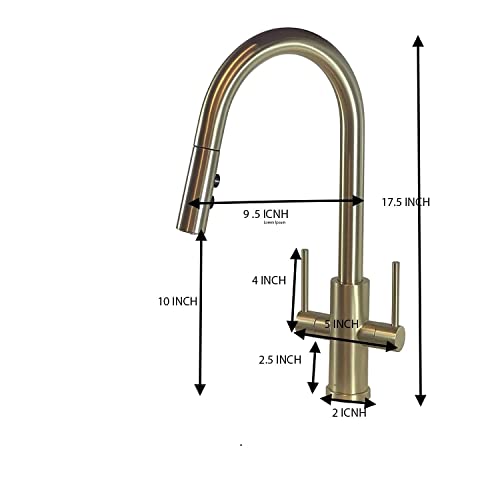 Luna&Muni,Kitchen faucets Brushed Nickel,Kitchen faucets,Kitchen Faucet with Pull Down Sprayer, Kitchen Sink Faucet with 2 Handles,Kitchen Sink faucets,Kitchen Sink faucets with pullout Sprayer