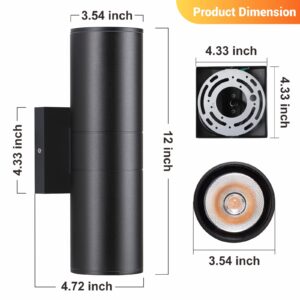 DAKAFUL Outdoor Wall Lights 2Pack, Integrated LED Cylinder Up Down 12W 2700K Modern Aluminum Light, Waterproof Exterior Light for Porch Patio Door