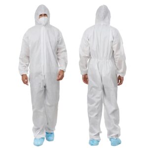 greenour hazmat suits pack of 12 disposable coveralls with hood breathable white sms painters suit (x-large)